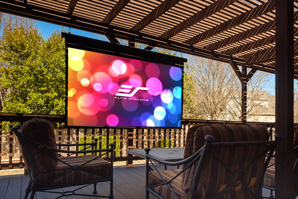 Elite Screens Outdoor pull down projector screen at Just Projectors!